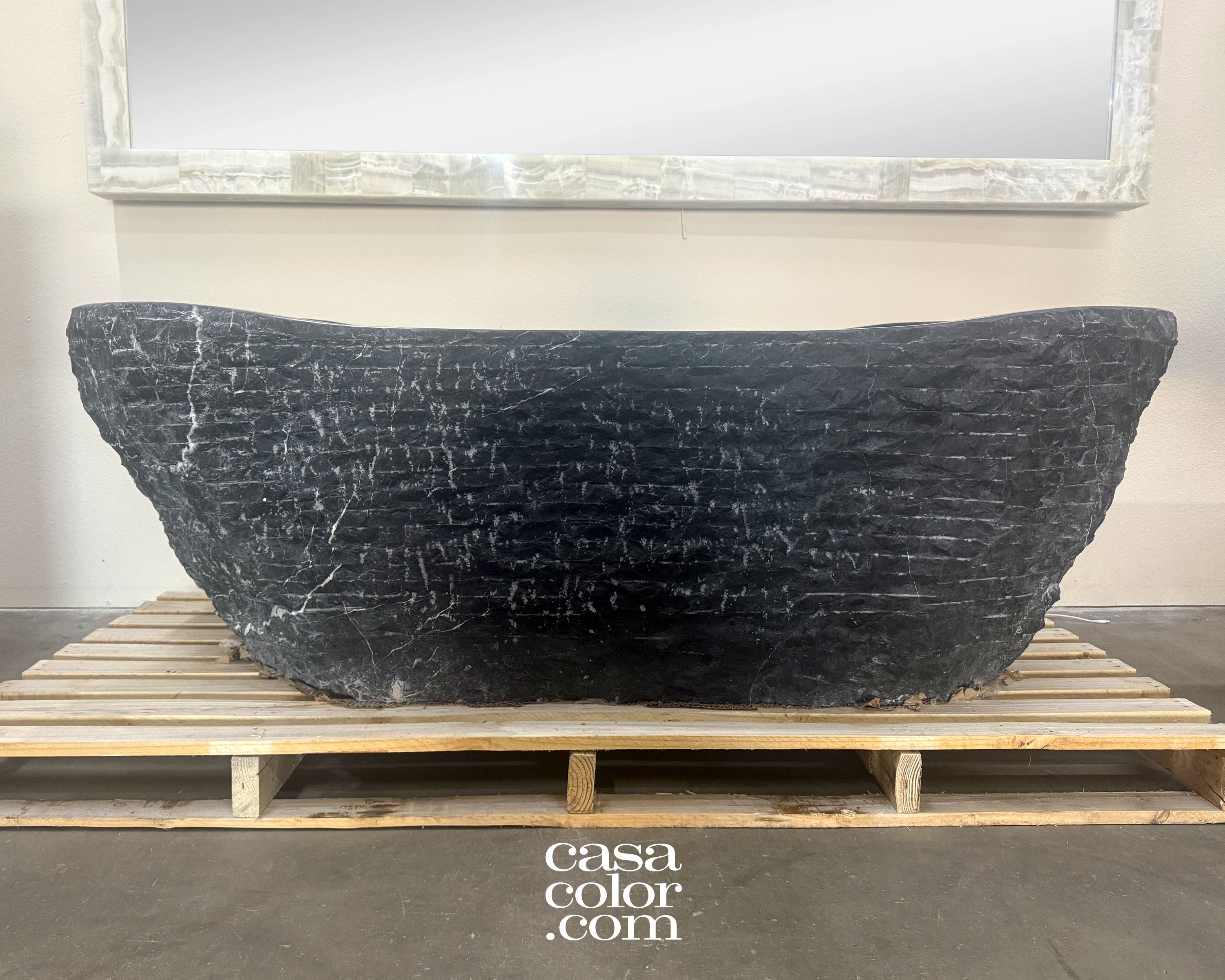 71” One Piece Hand-Carved 100% Natural Stone Tub. 1,800 Lb. Stone Tub ...
